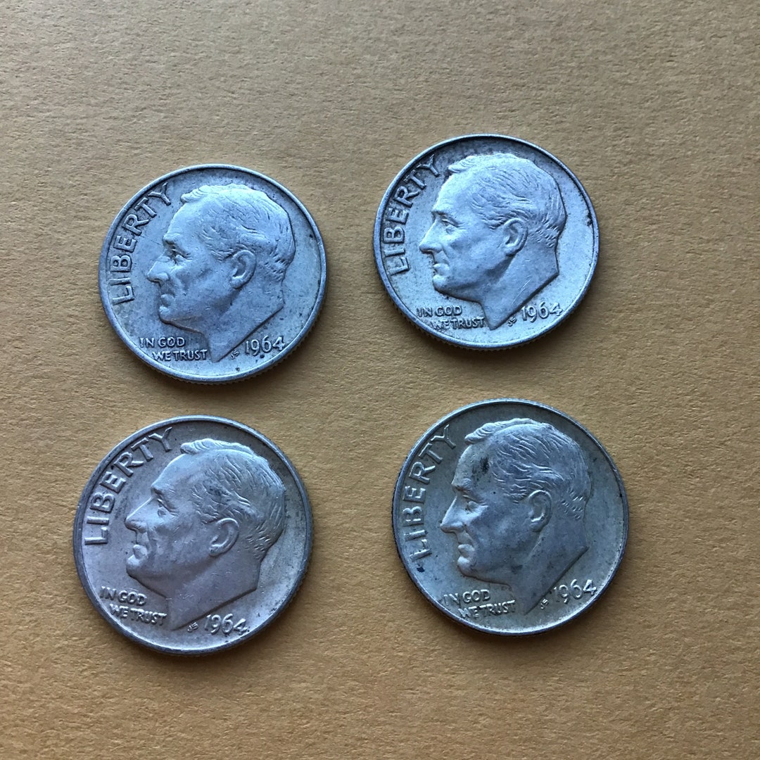 1964P X 4 USA Silver Dime Lot. 10 Cents Nice SILVER Roosevelt - Etsy
