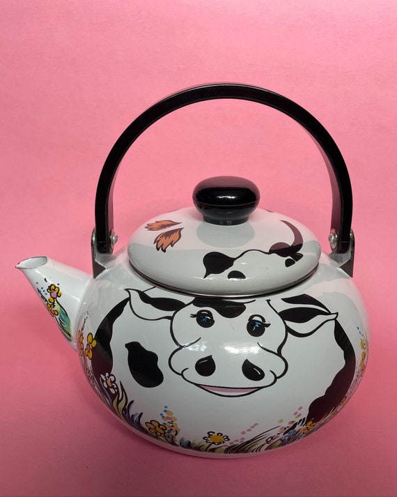 Vintage Enamelware Cow Teapot | Etsy