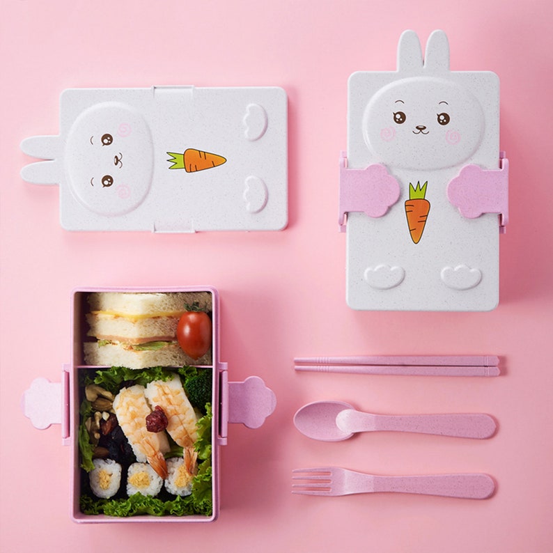 Cute Rabbit Bento Boxeco-friendly Bear Lunch Boxwheat Straw - Etsy