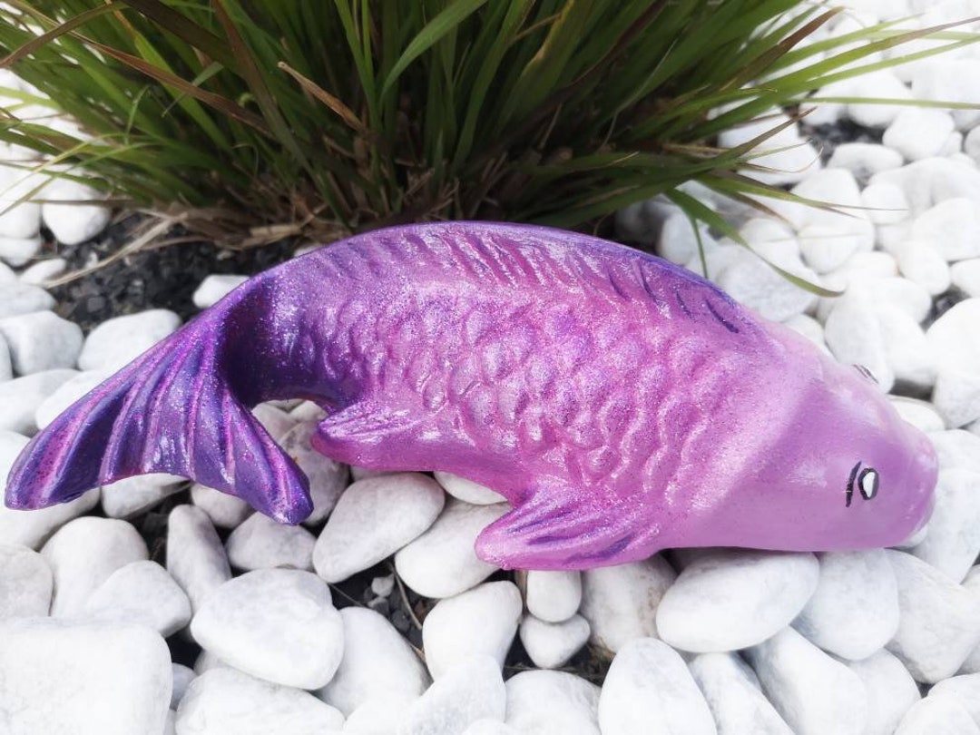 Concrete Fish Hand Painted Stone Figures Garden Decoration Feng Shui ...