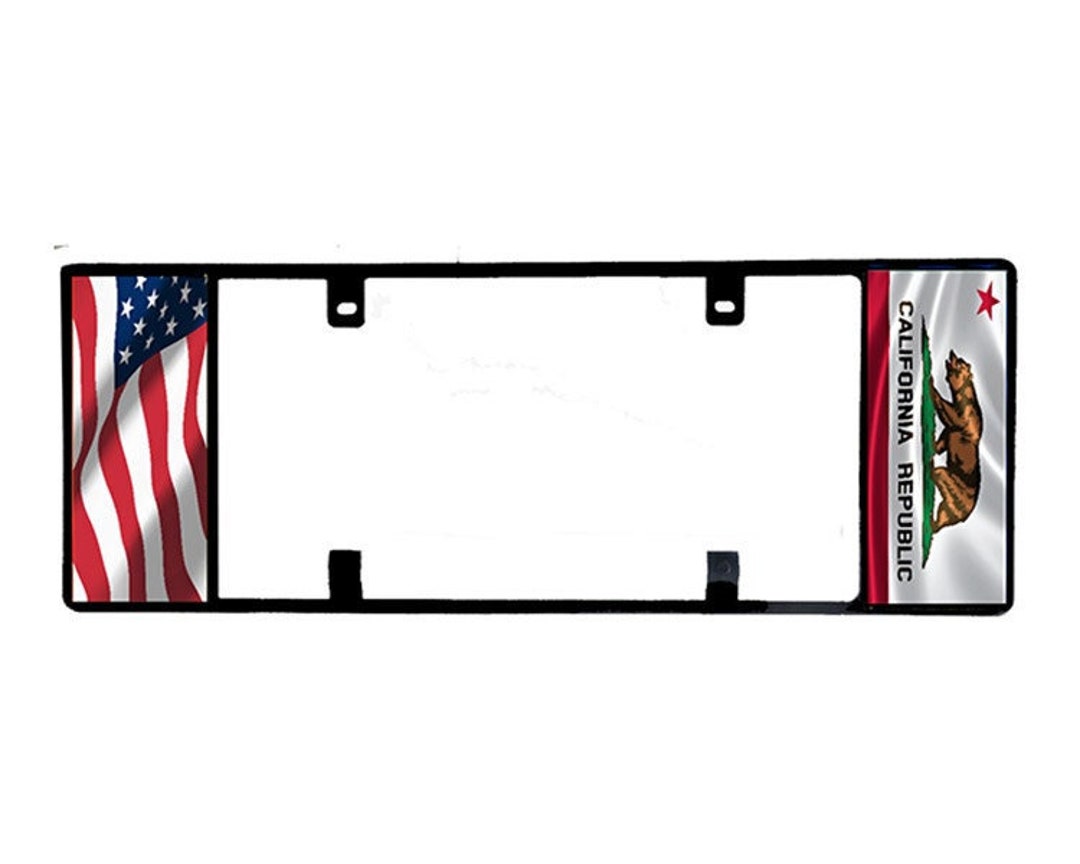 CALIFORNIA & USA Flag License Plate Picture Frame, Street Legal, UV ...