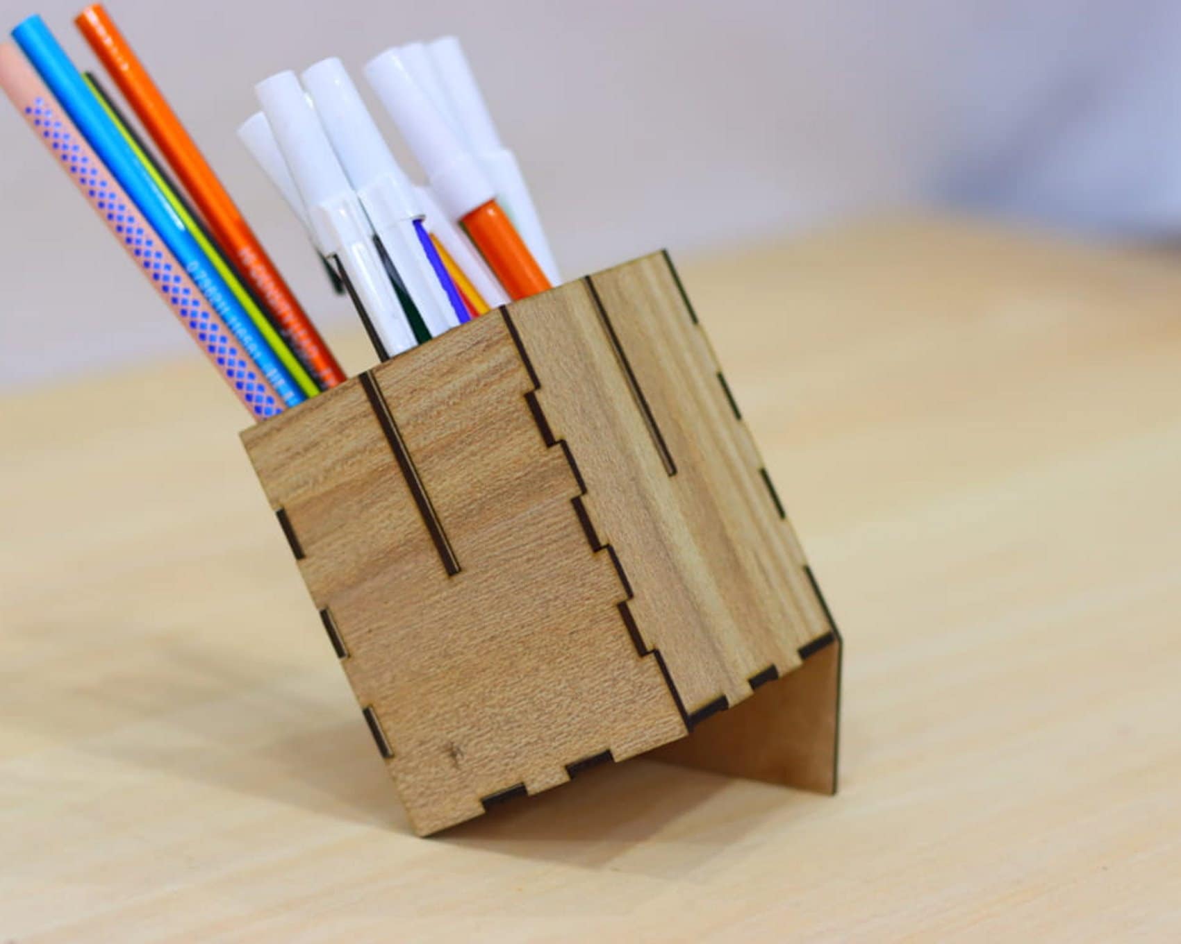 3mm Laser-cut Contemporary Style Pencil Holder, Digital Design for ...