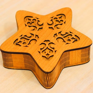 Enchanting Laser Cut Wooden Star-shaped Box With Lid: A Celestial Gift ...