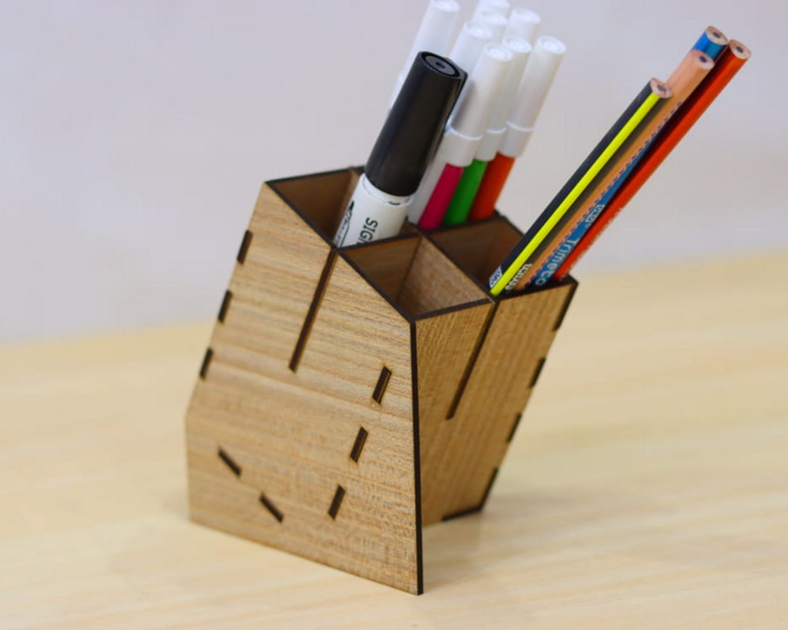 3mm Laser-cut Contemporary Style Pencil Holder, Digital Design for ...
