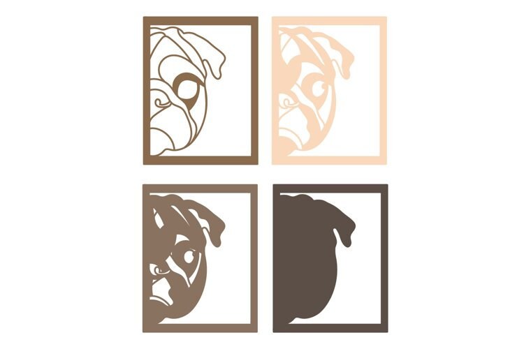 Cute Pug Dog Multilayer Svg/3d Layered Pug Dog/3d Cut File, Laser Cut ...