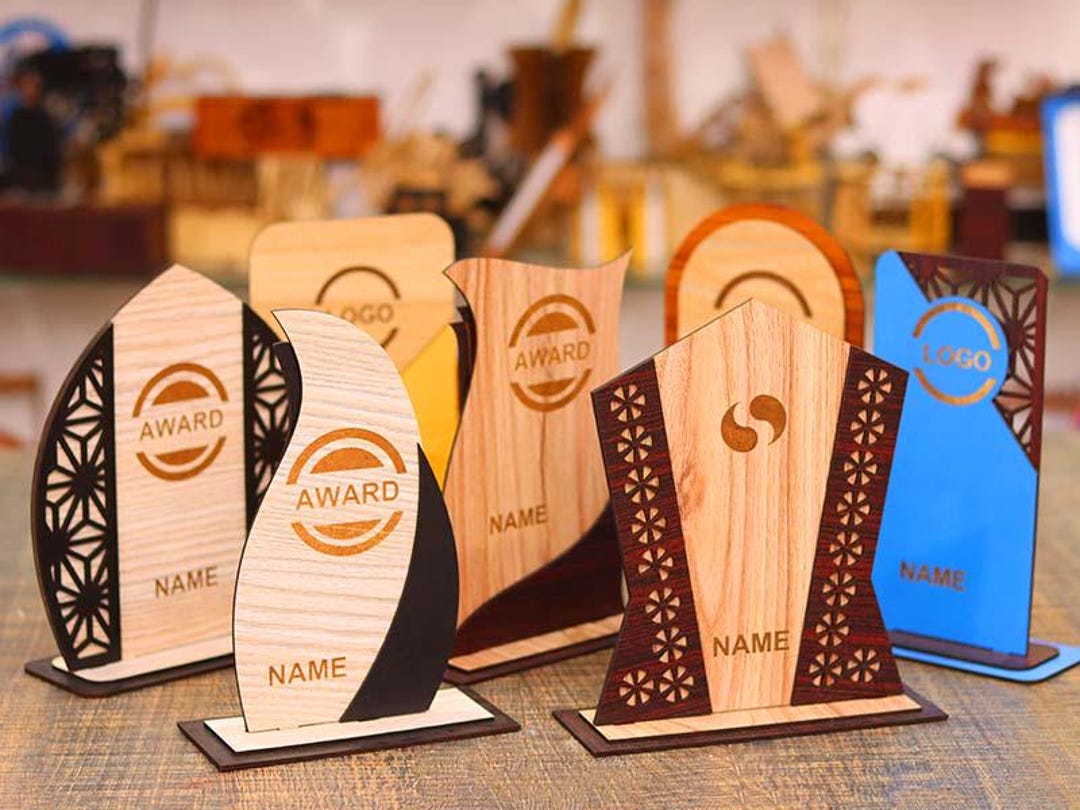 Custom Wooden Award Trophies With Laser Cut Designs Design for 3mm Wood ...