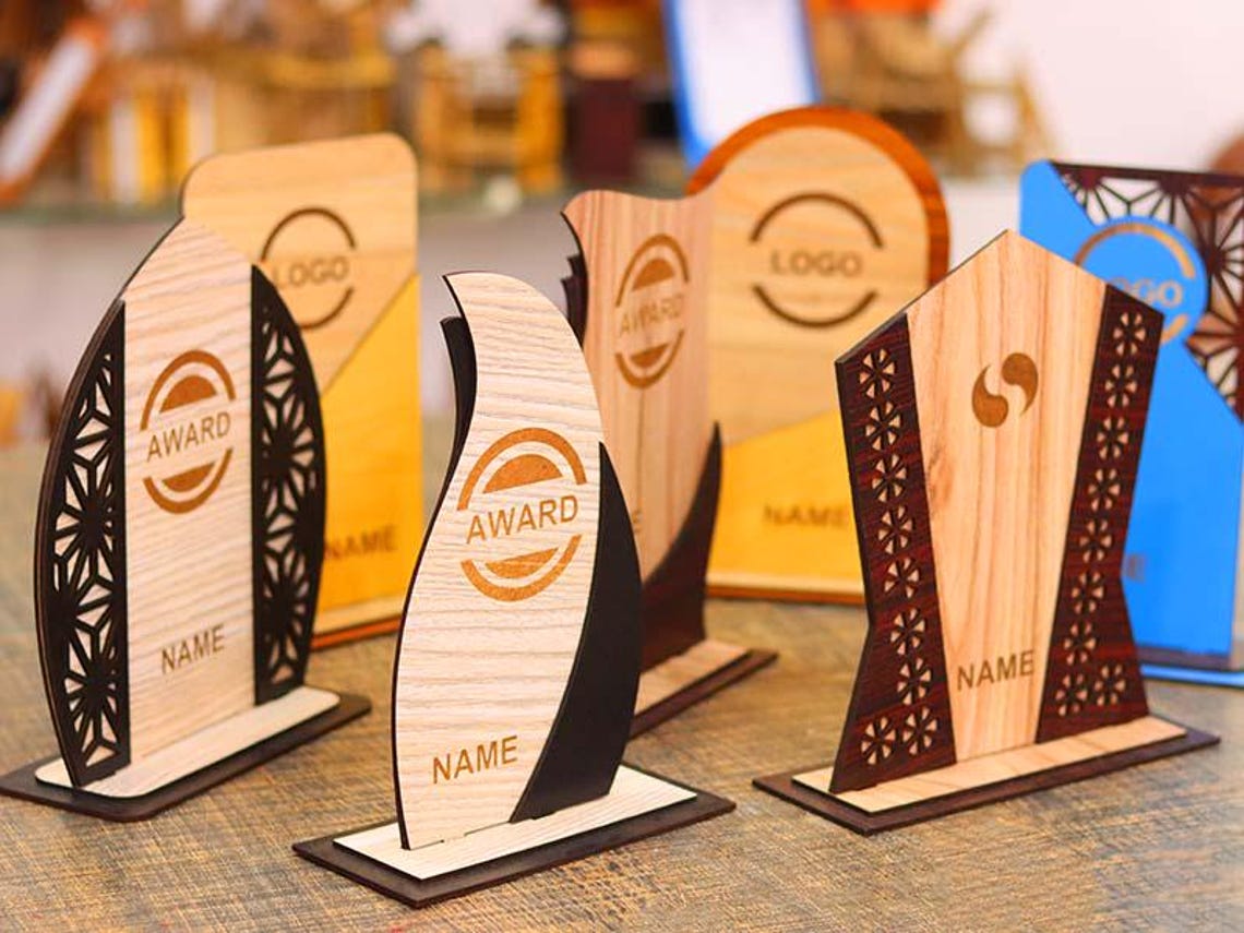 Custom Wooden Award Trophies With Laser Cut Designs Design for 3mm Wood ...