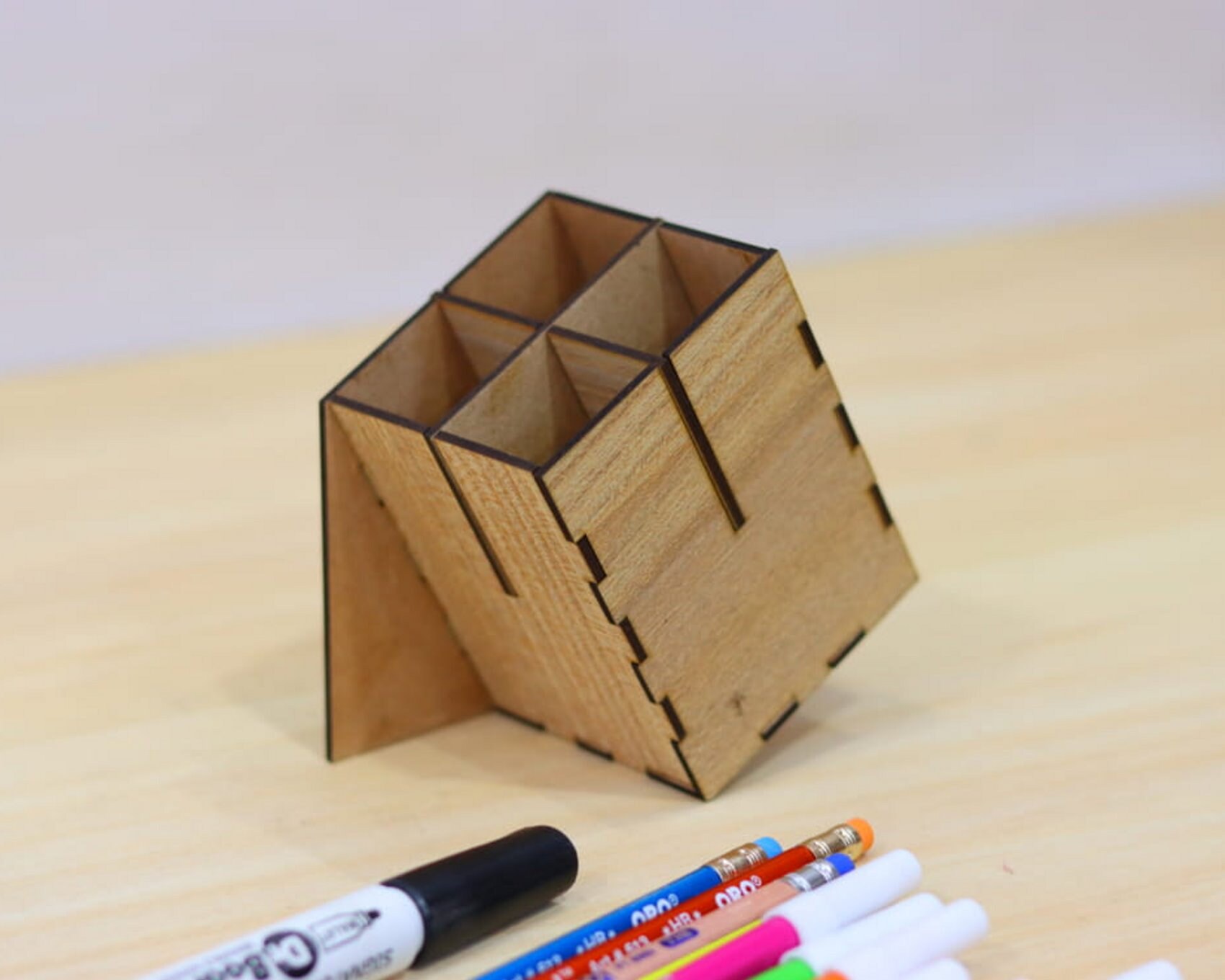 3mm Laser-cut Contemporary Style Pencil Holder, Digital Design for ...