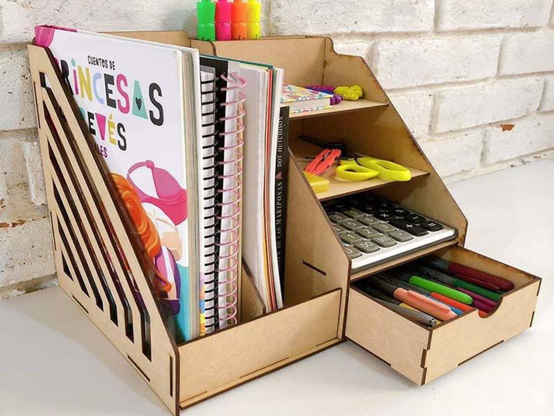 Laser Cut Stationery Holder Wooden Desk Organizer, Glowforge Project ...