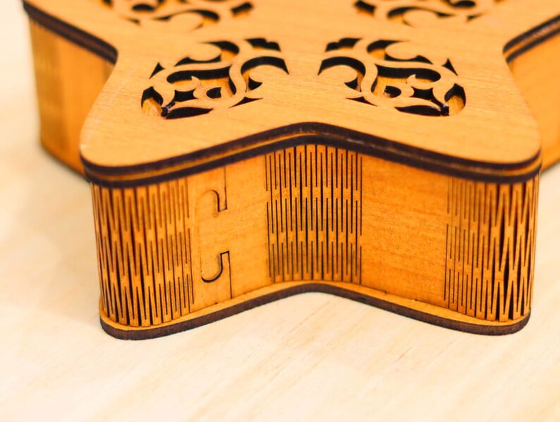 Enchanting Laser Cut Wooden Star-shaped Box With Lid: A Celestial Gift ...