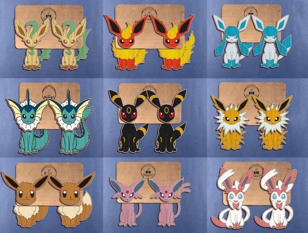 Eevee Evolutions Earrings Laser Cut Design (dxf, Svg, Pdf, Ai) - Etsy