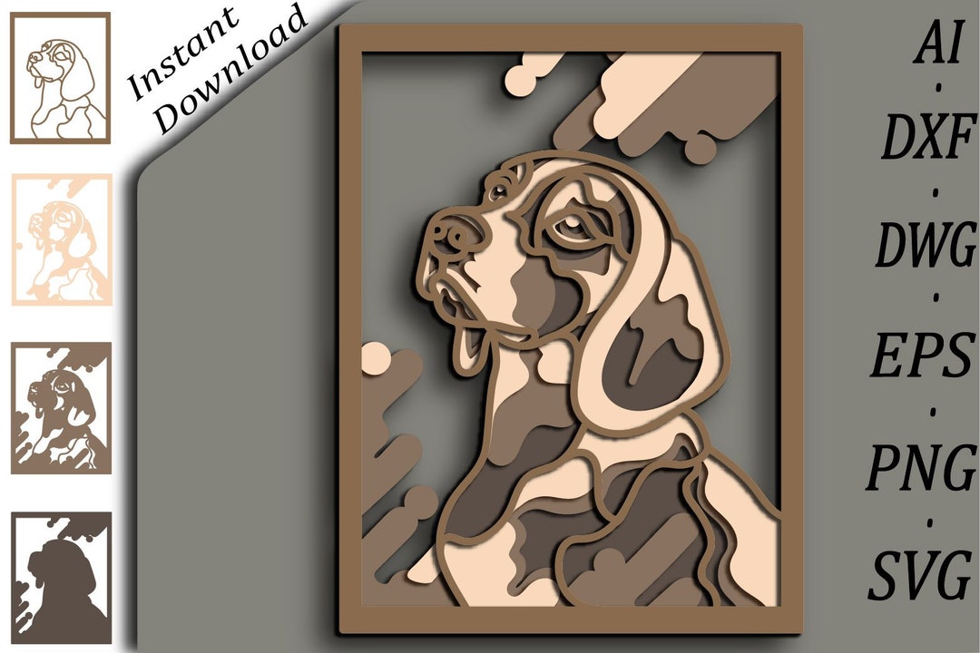 Beagle Dog Multilayer Svg, Vector Beagle Dog, Cut File Dog, Laser Cut ...