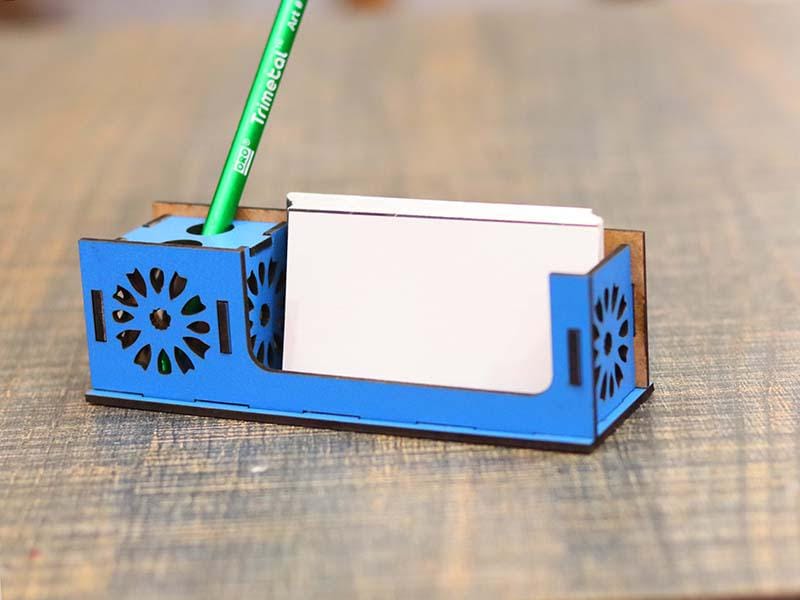 Laser Cut Pen and Pencil Stand With Business Card Holder, Digital ...