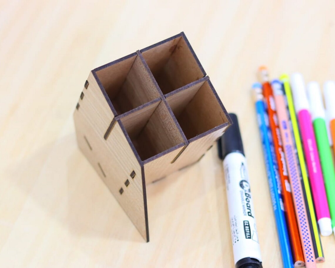 3mm Laser-cut Contemporary Style Pencil Holder, Digital Design for ...