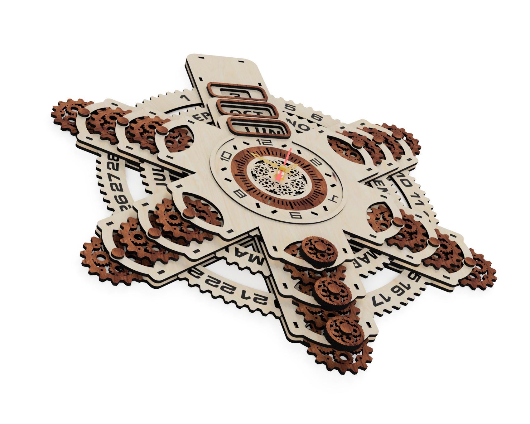 Calendar Clock With Gears for Cnc Laser Cutting, Perpetual Calendar and ...