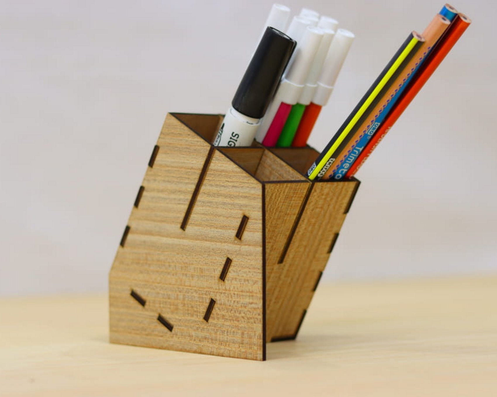3mm Laser-cut Contemporary Style Pencil Holder, Digital Design for ...