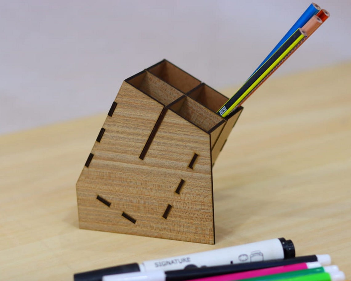 3mm Laser-cut Contemporary Style Pencil Holder, Digital Design for ...