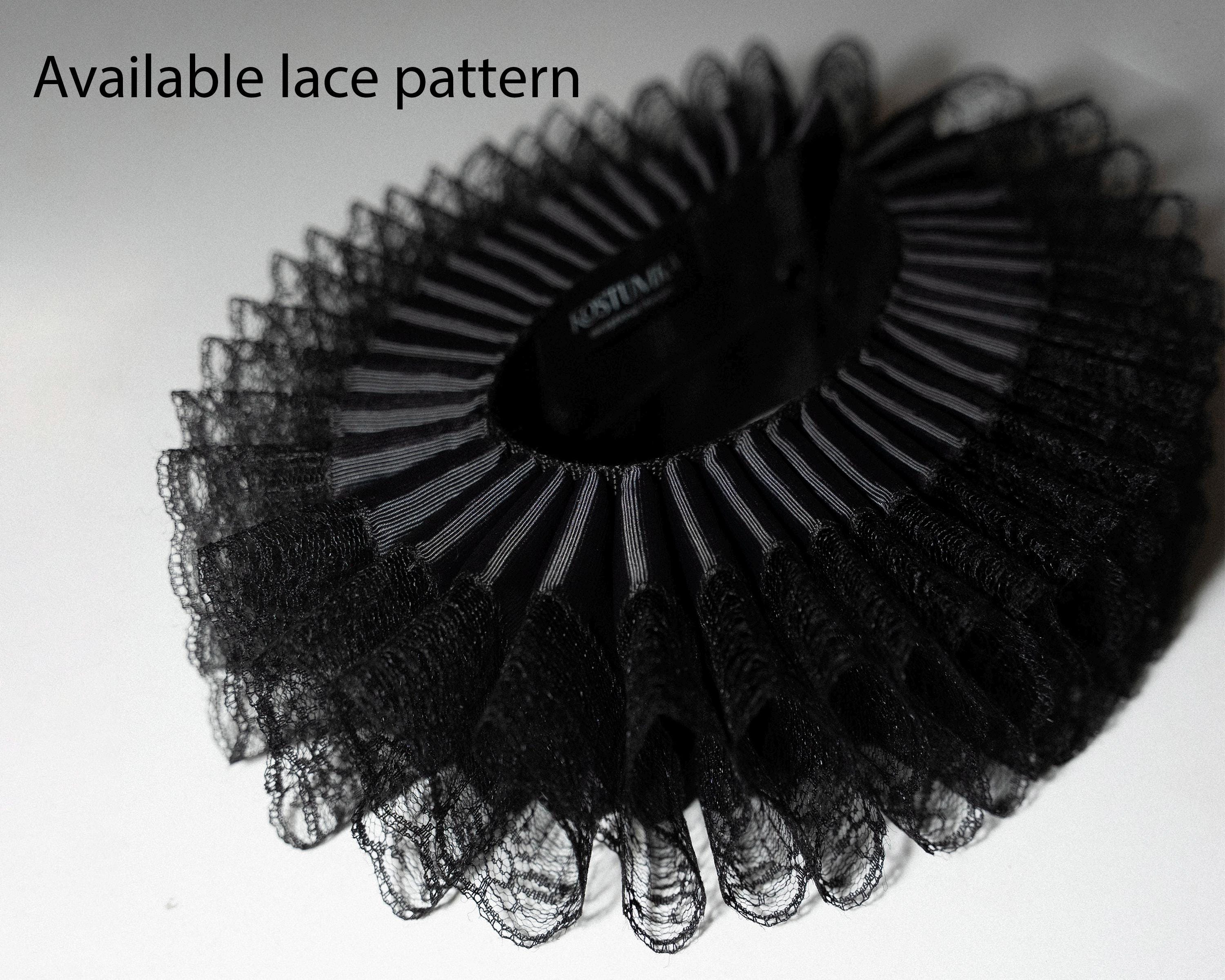 Elizabethan Neck Lace Collar - Black Ruff - Historical Tudor Ruffled ...