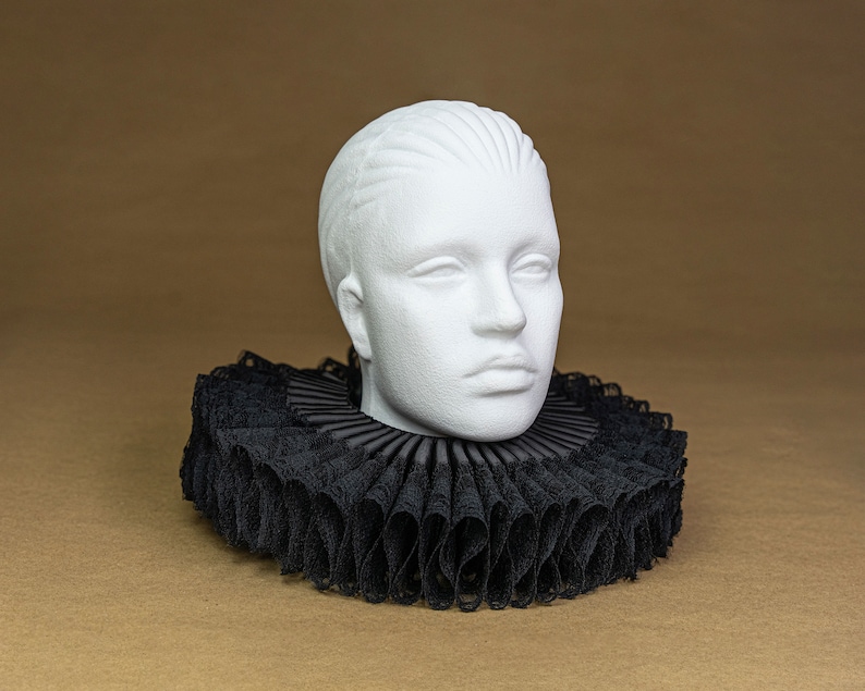 Elizabethan Neck Lace Collar Black Ruff Historical Tudor Ruffled ...