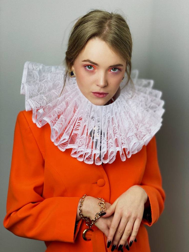 Elizabethan Neck Lace Collar White Lace Historical Tudor - Etsy