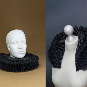 Elizabethan Neck Lace Collar - Black Ruff - Historical Tudor Ruffled ...