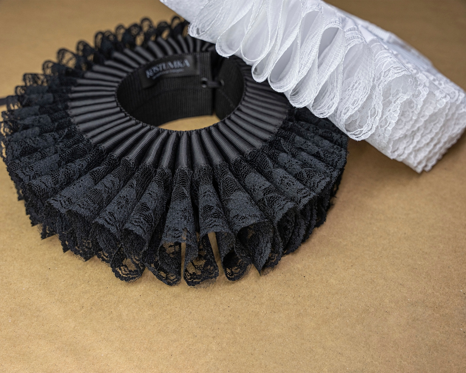 Elizabethan Neck Lace Collar Black Ruff Historical Tudor Ruffled ...