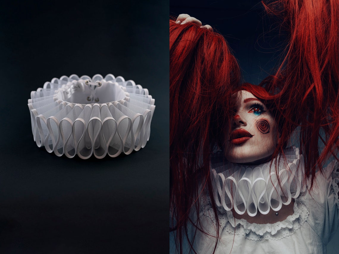 Elizabethan Neck Lace Collar - Historical Tudor Ruffled Gorguera ...