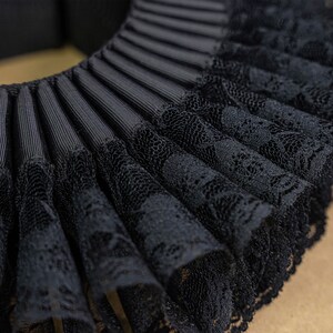 Elizabethan Neck Lace Collar - Black Ruff - Historical Tudor Ruffled ...