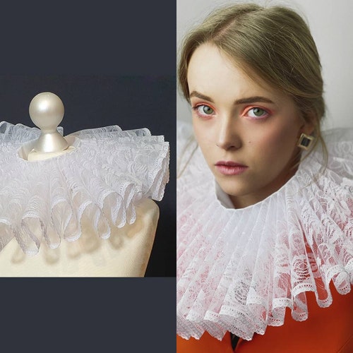 Elizabethan Neck Lace Collar White Lace Historical Tudor - Etsy
