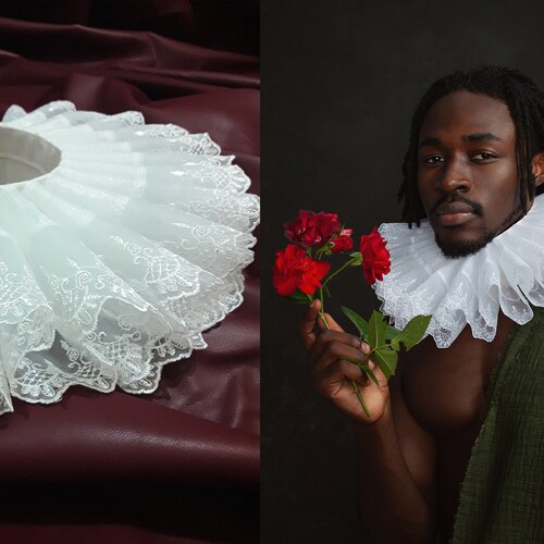 Elizabethan Neck Lace Collar White Lace Historical Tudor - Etsy