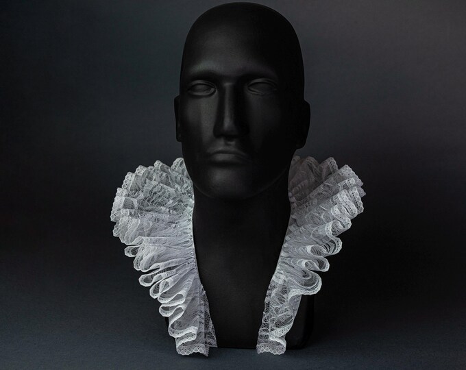Ruff&cuffs -elizabethan Neck Lace Collar - White Lace - Historical ...
