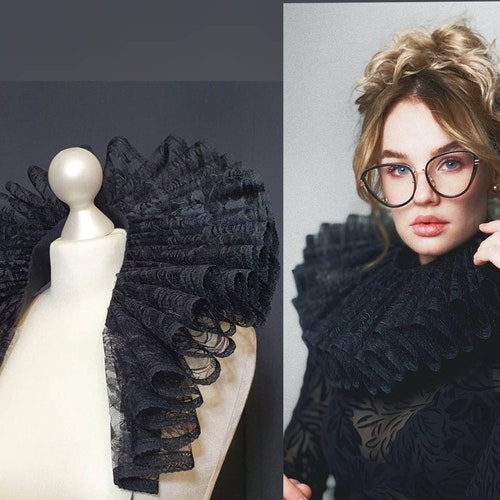 Elizabethan Neck Lace Collar Historical Tudor Ruffled - Etsy