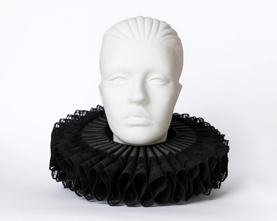 Elizabethan Neck Lace Collar - Black Ruff - Historical Tudor Ruffled ...