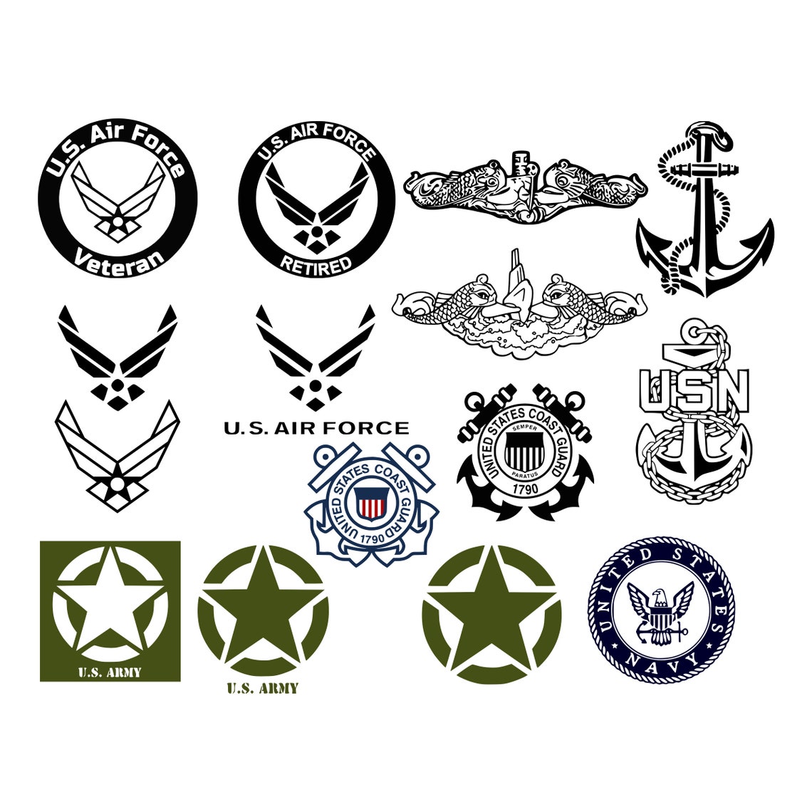 US Military Logos Svg Bundle16 Logosarmynavyair - Etsy