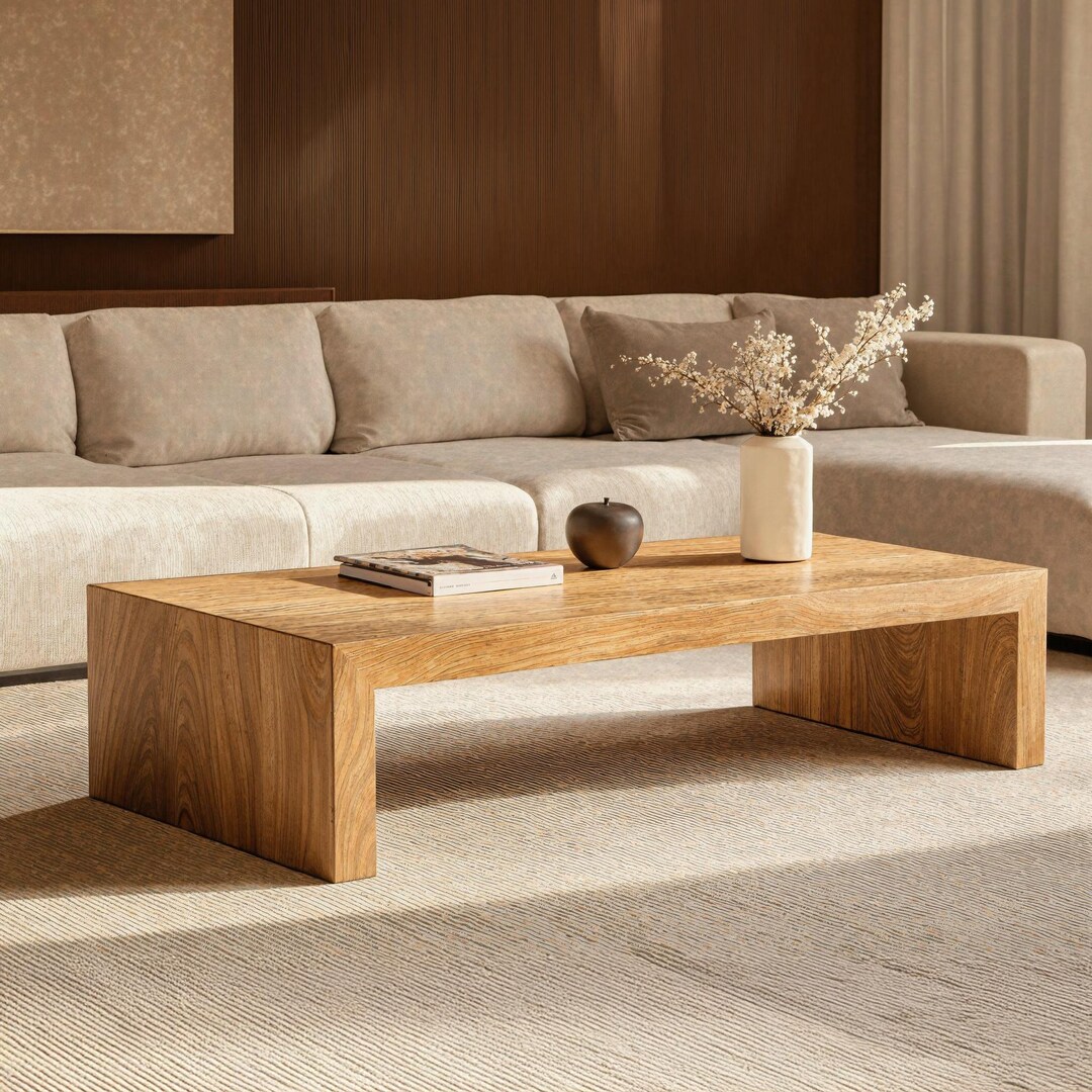 Modern Solid Wood Coffee Table Rustic Coffee Table Live Edge Farmhouse ...