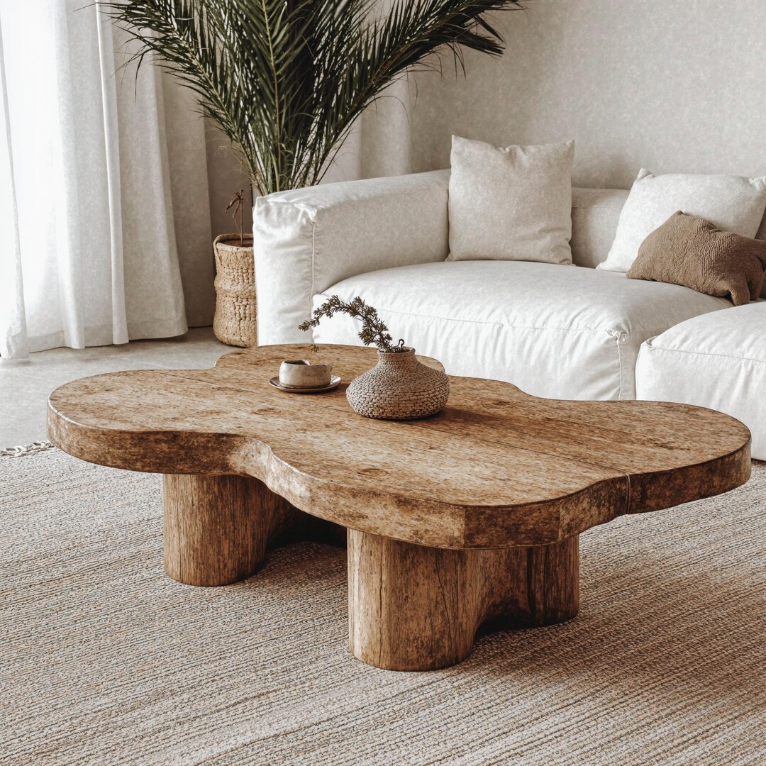 Farmhouse Coffee Table Modern Solid Wood Coffee Table Rustic Live Edge ...