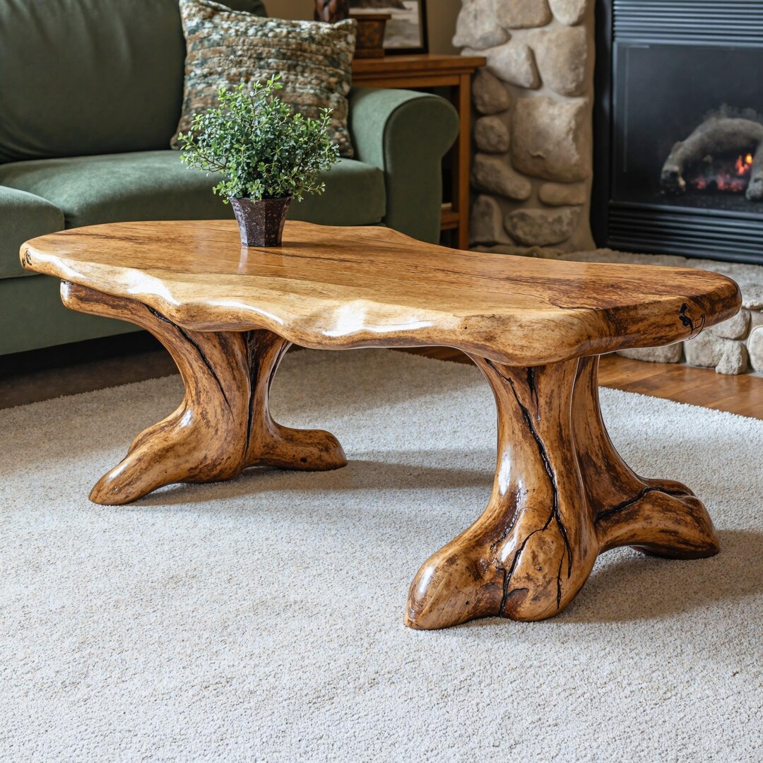 Modern Solid Wood Coffee Table Rustic Coffee Table Live Edge Farmhouse ...