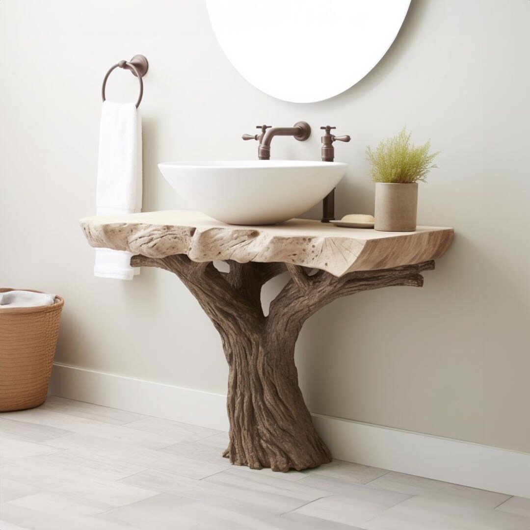 Handcrafted Live Edge Vanity Vessel Sink Floating Vanity Bathroom Sink ...