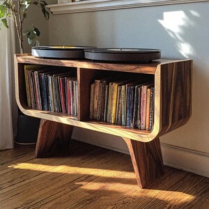 Natural Wood Record Player Stand Handcrafted Turntable Station With ...
