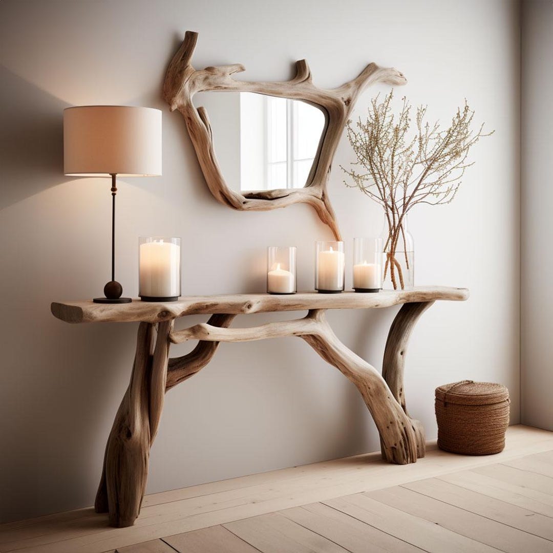 Farmhouse Entry Way Console Table Rustic Natural Wood Console Table ...