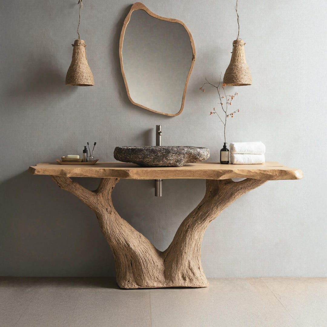 Live Edge Vanity Vessel Sink Floating Vanity Bathroom Sink Walnut ...