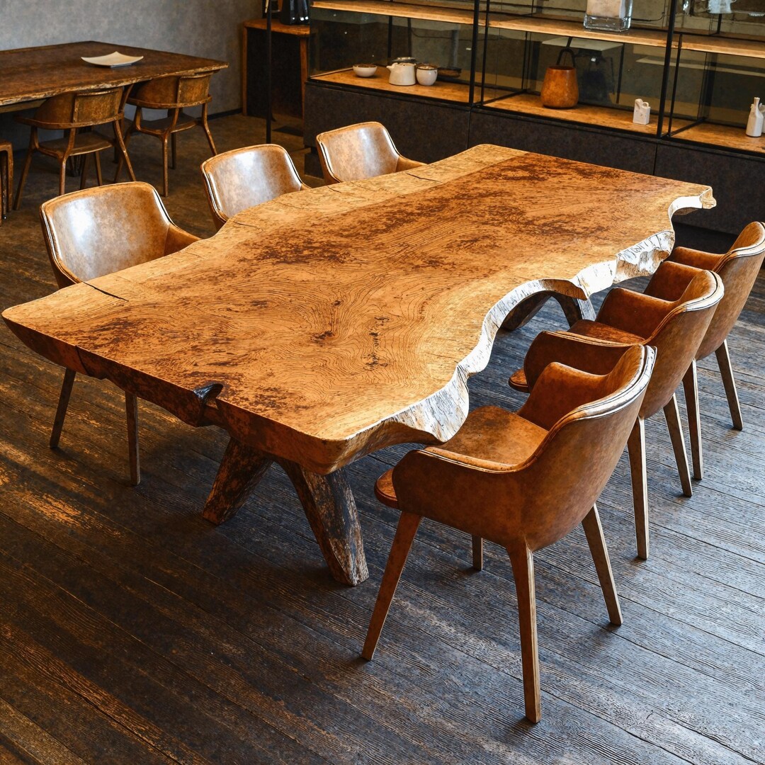 Live Edge Solid Wood Dining Table Modern Wood Dining Table Farmhouse ...
