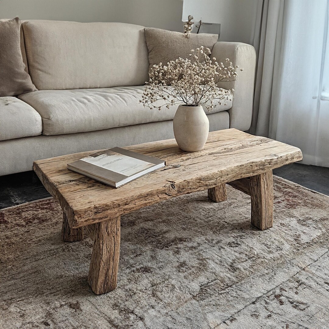 Rustic Coffee Table Live Edge Farmhouse Table Modern Solid Wood Coffee ...