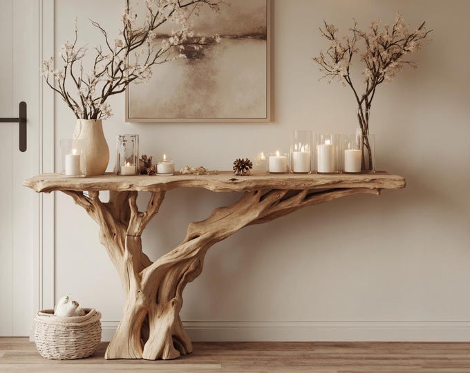 Handcrafted Natural Wood Console Table Farmhouse Entry Way Console ...