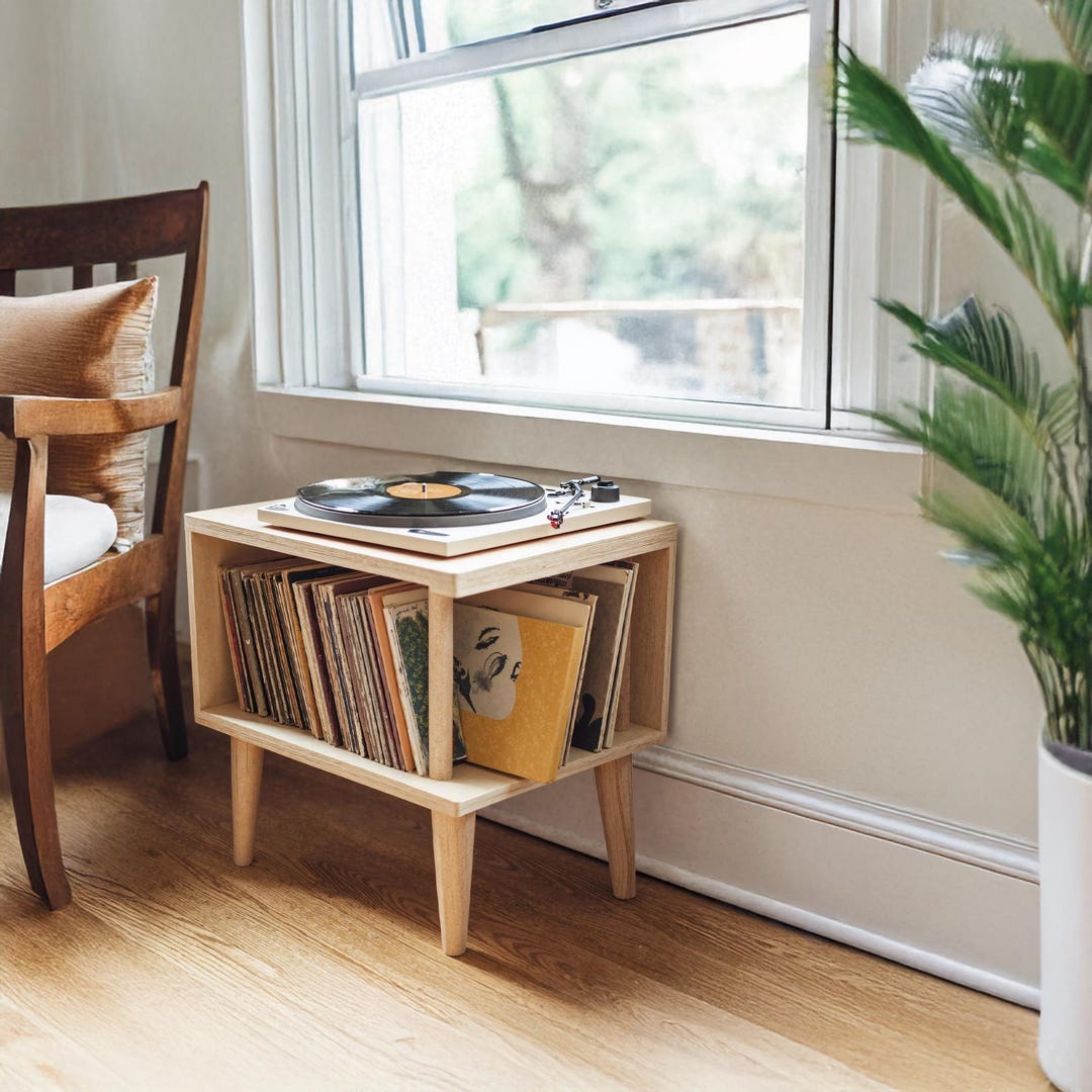 Customizable Record Cube Stand Natural Wood Record Player Stand ...