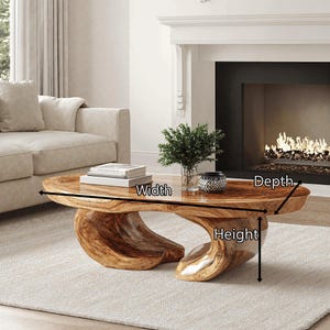Farmhouse Coffee Table Modern Solid Wood Coffee Table Rustic Live Edge ...