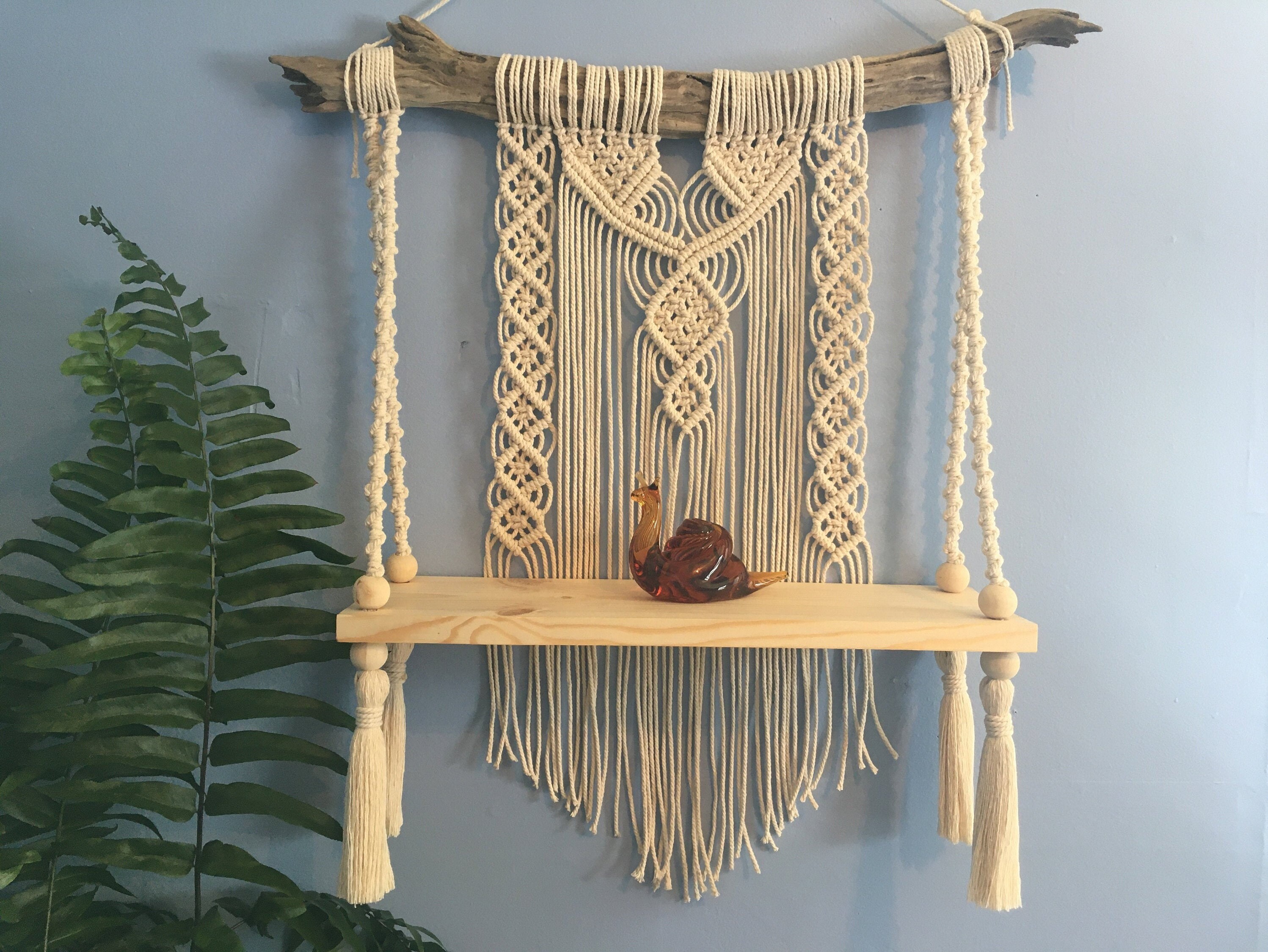 Macrame Hanging Shelf, Floating Shelf, Rope Shelf, Boho Home Decor ...