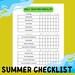 Printable & Editable Kids Summer Checklist | Summer Routine Chart ...