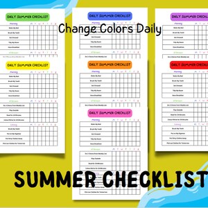 Printable & Editable Kids Summer Checklist | Summer Routine Chart ...