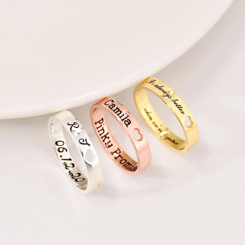 Rings for Women Personalized Word Ring Personalized Inside | Etsy
